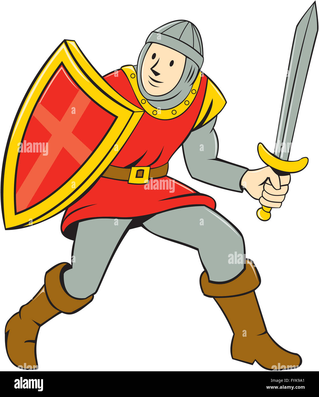 Bouclier Chevalier épée médiévale Cartoon Permanent Photo Stock - Alamy