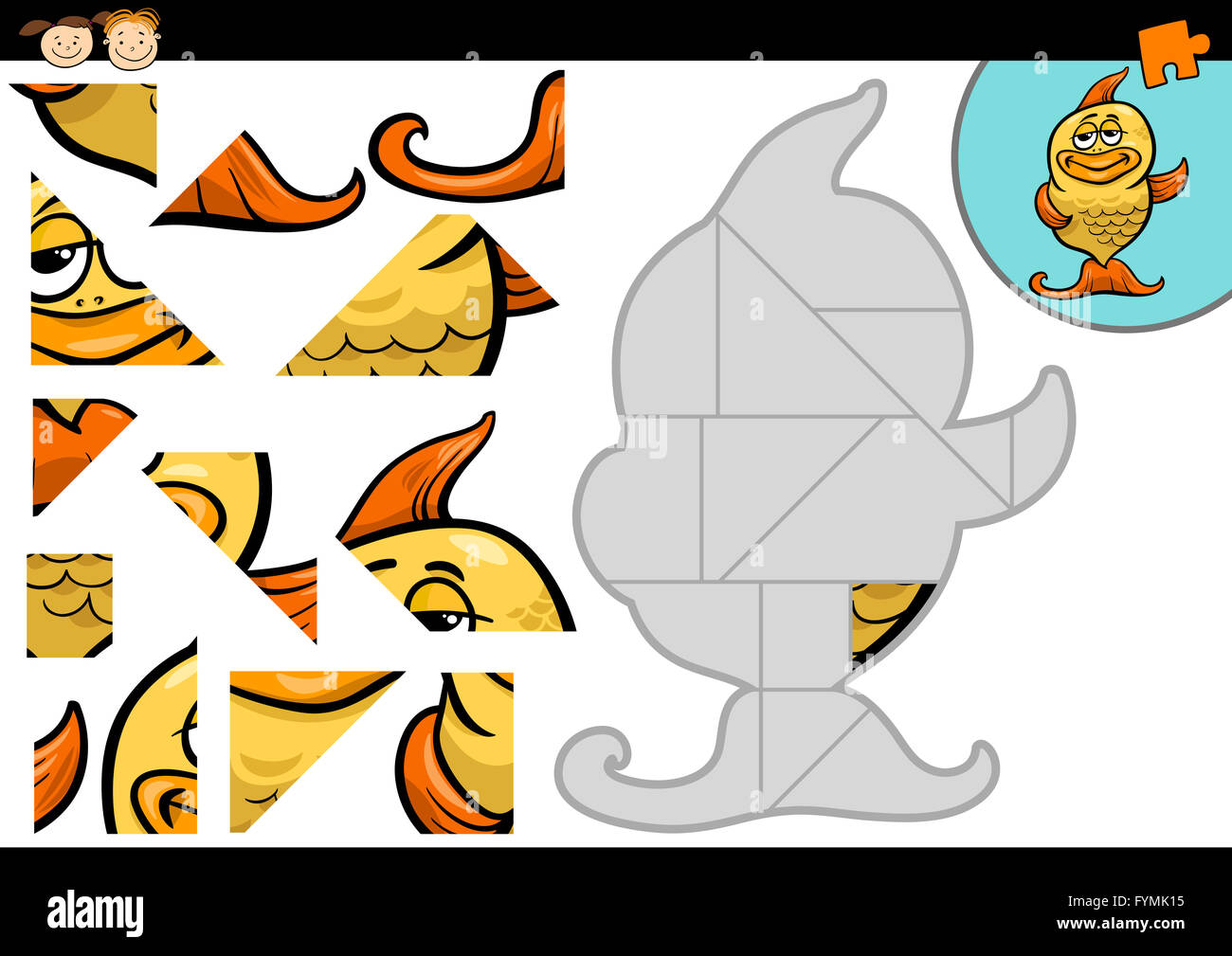 Jeu de casse-tête de poisson dessin animé Photo Stock - Alamy