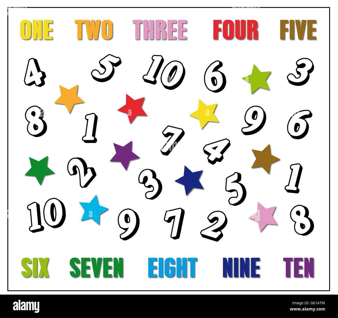 Jeu pour Enfants : apprendre à compter de 1 à 10 en anglais Photo Stock ...