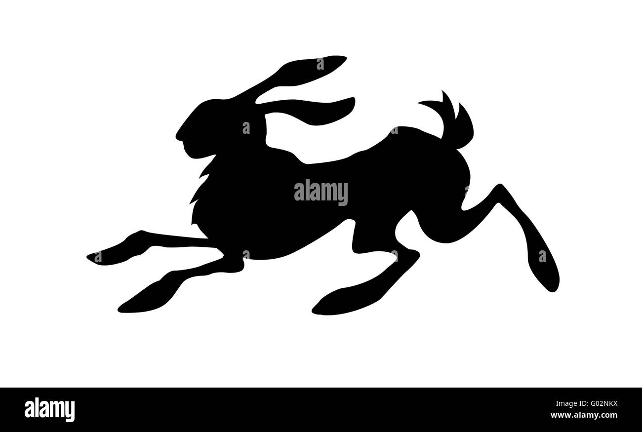 Silhouette vecteur du lapin sur fond blanc Photo Stock - Alamy