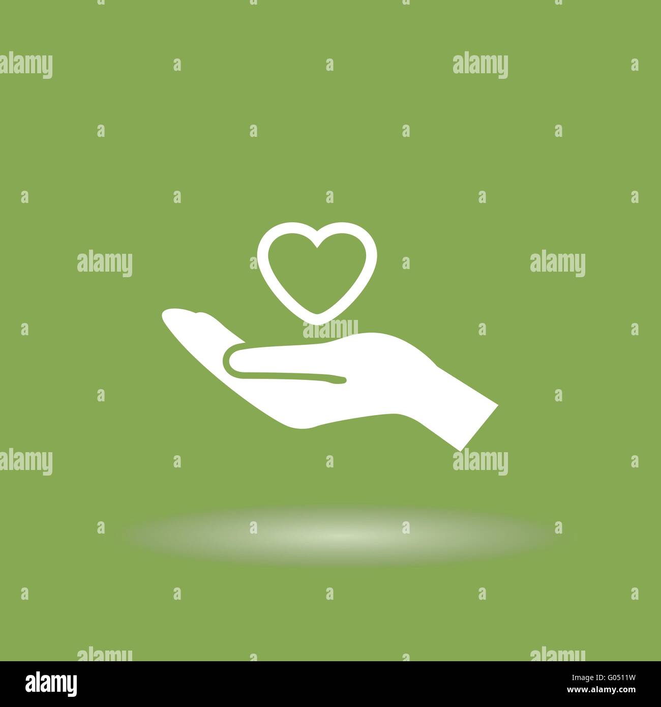 Le pictogramme du cœur dans la main. Concept de vecteur illustration ...