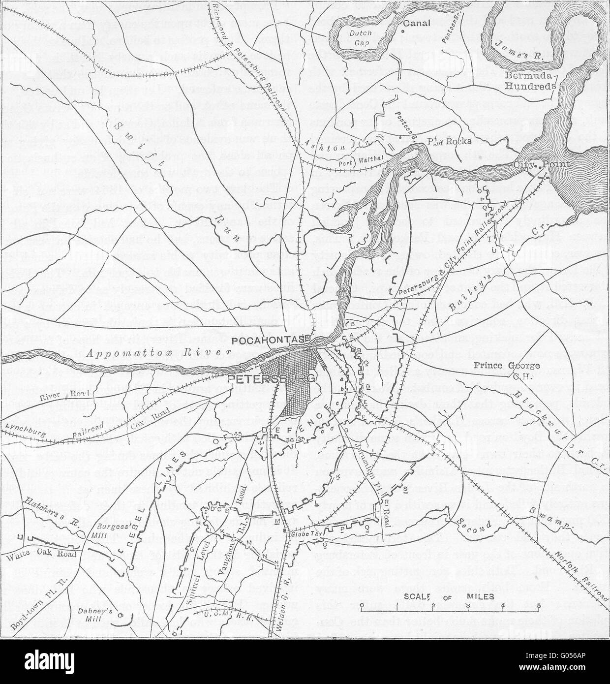 Carte de la virginie de petersbourg Banque d'images noir et blanc - Alamy