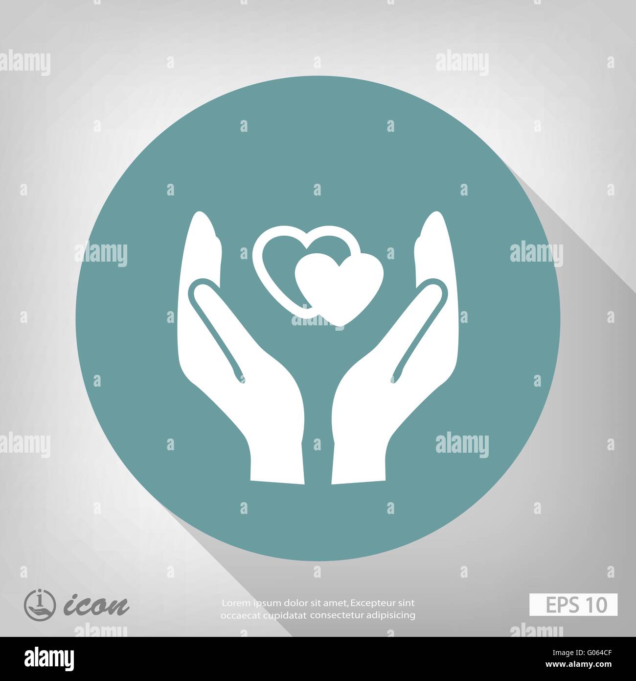 Le pictogramme du cœur dans la main. Concept de vecteur illustration ...