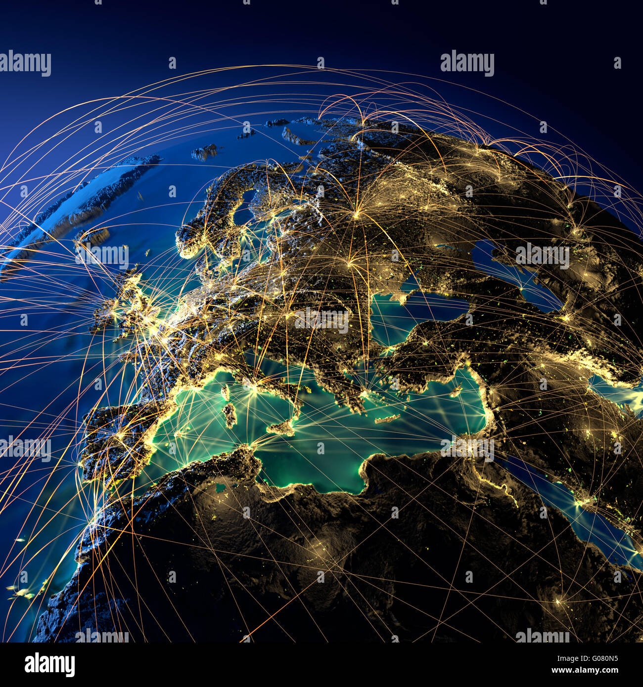 Les routes aériennes principales en Europe Photo Stock - Alamy