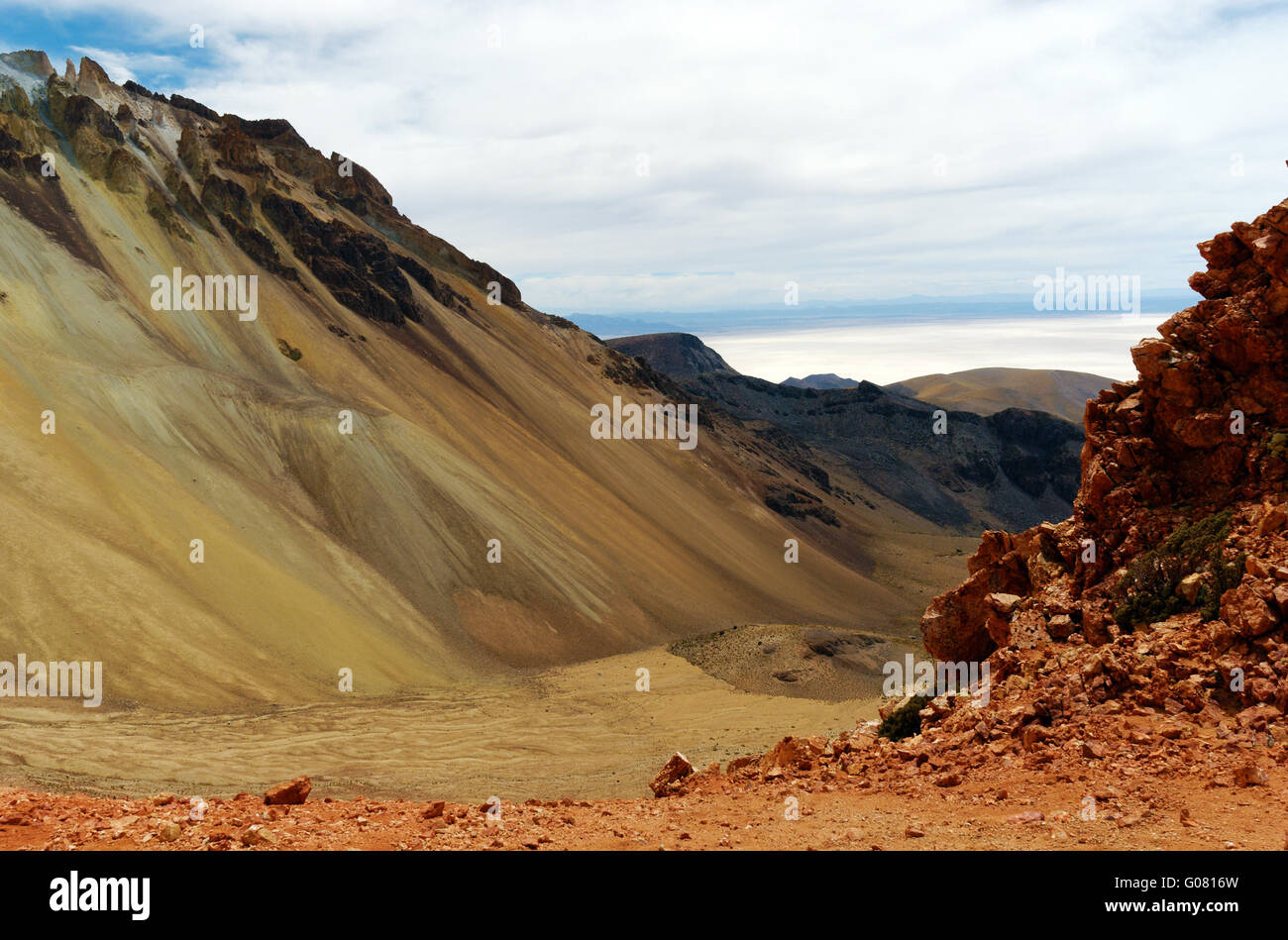 La géologie étonnante sur le sommet du volcan Tunupa dans le Salar de ...