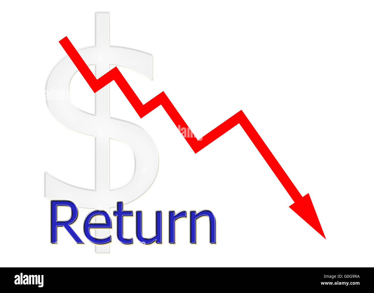 Schéma de rouge vers le bas avec le symbole du dollar Photo Stock - Alamy