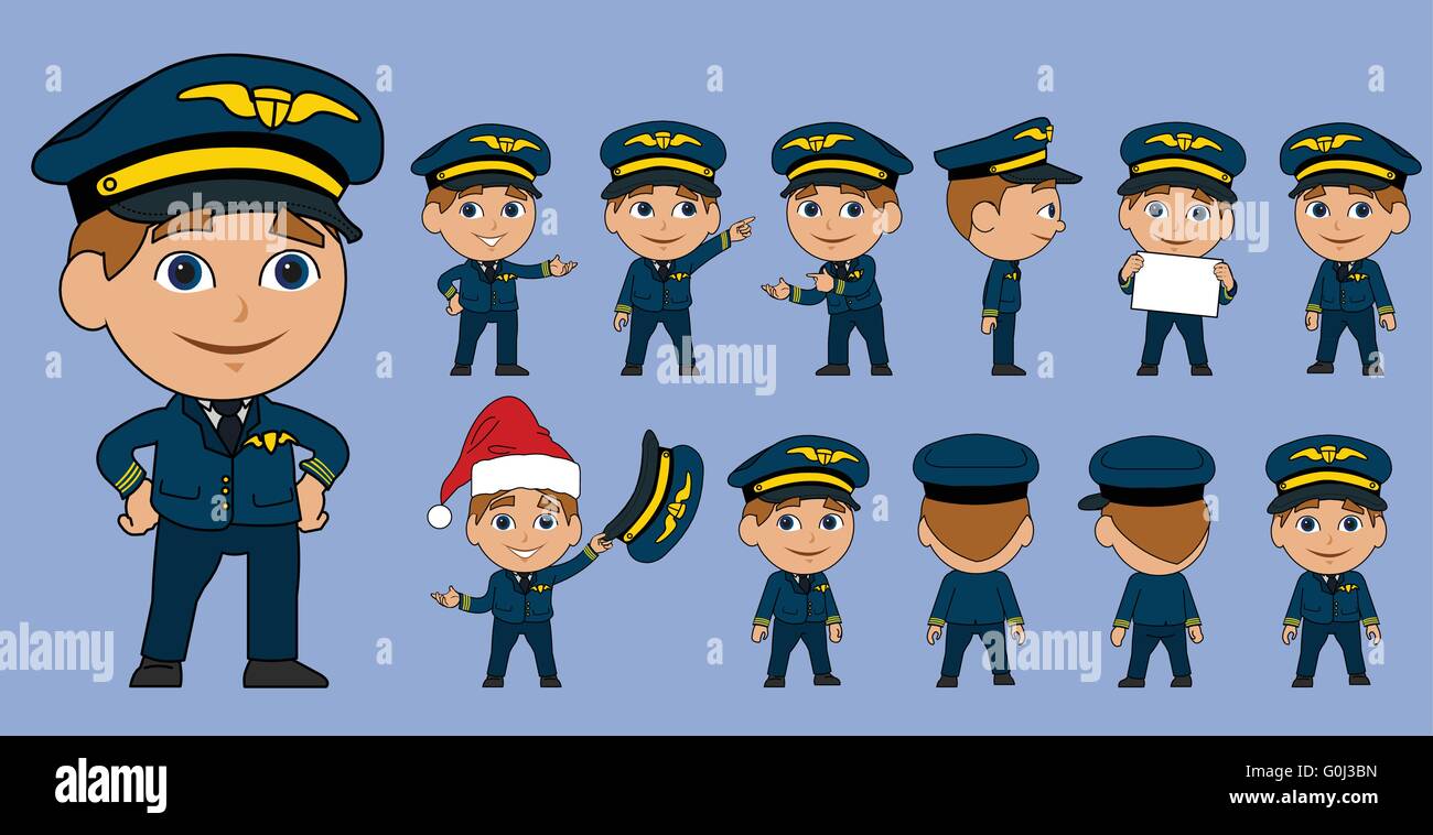 Pilote d'avion Cartoon Vector Set Image Vectorielle Stock - Alamy