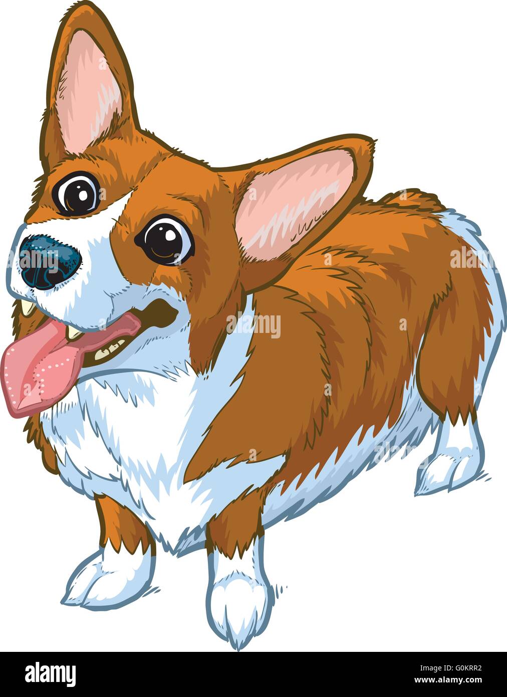 Vector cartoon clip art illustration d'un mignon et heureux Welsh Corgi ...