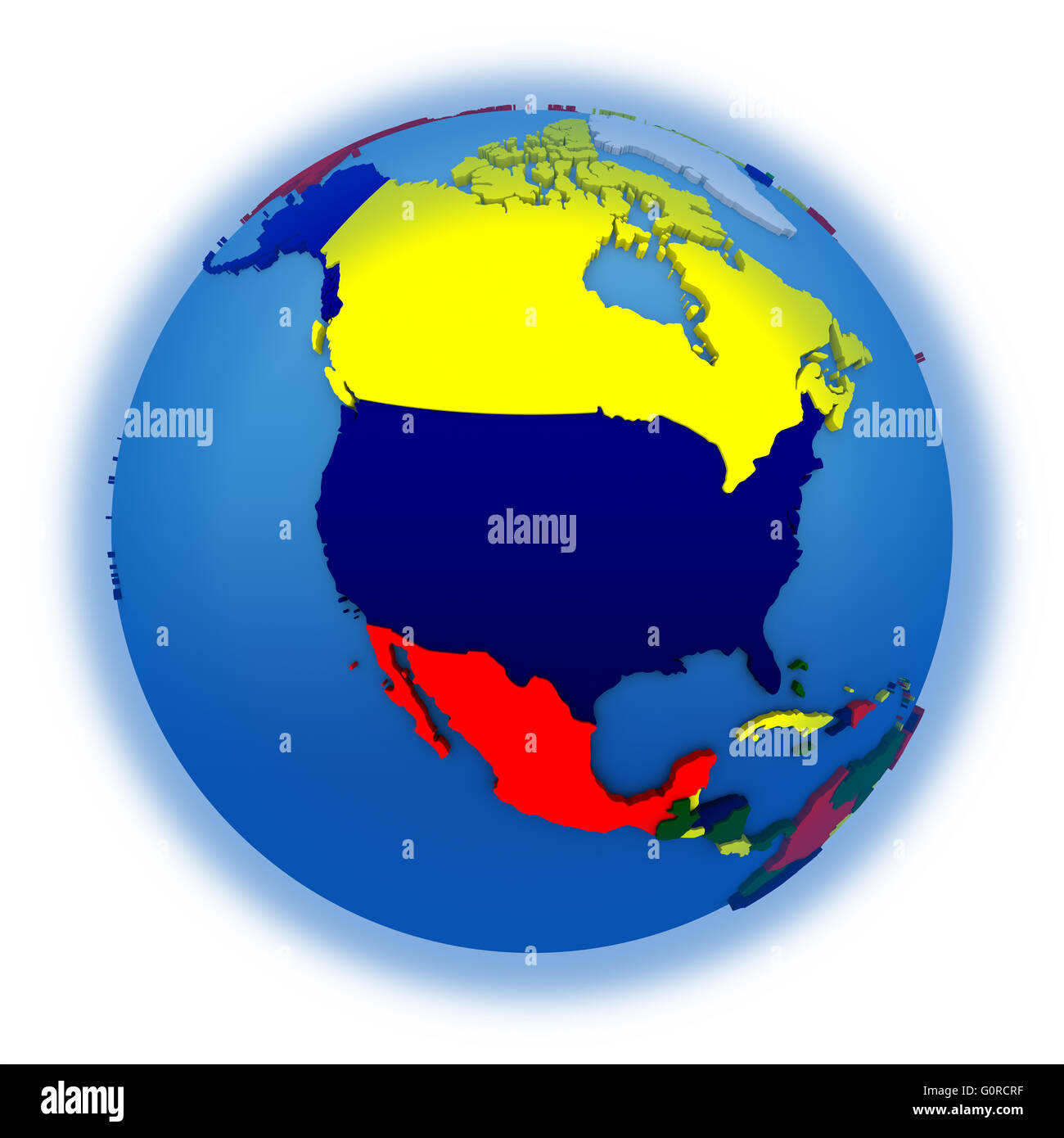 Amérique du Nord le modèle 3D politique de terre de continents et pays ...