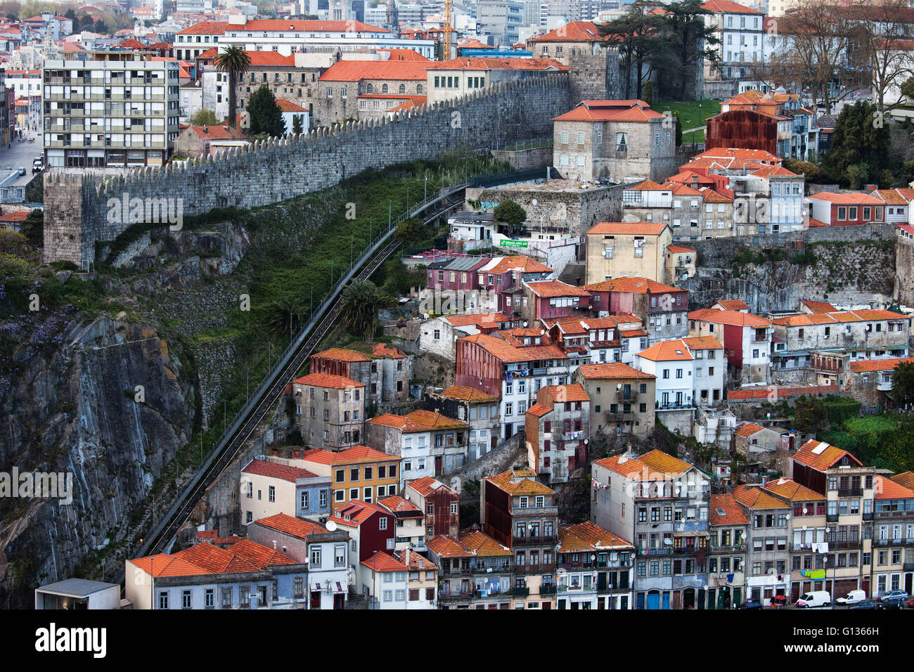 Le Portugal, ville de Porto (Porto), funiculaire dos Guindais rails ...
