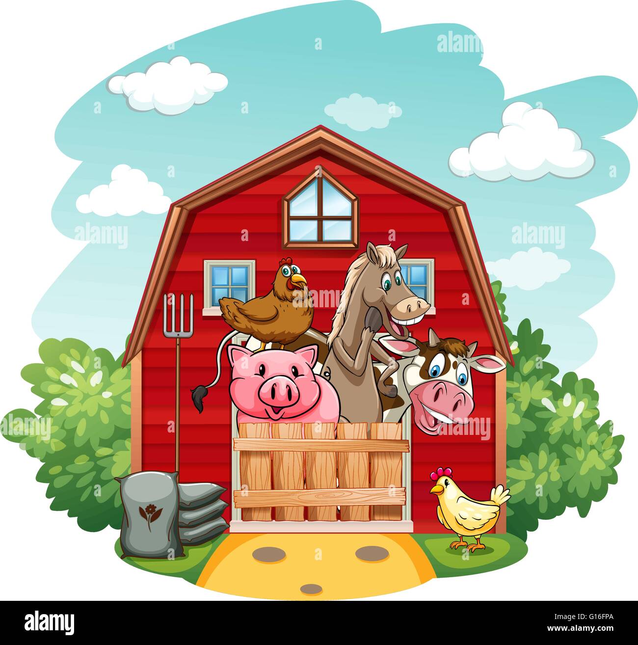 Cartoon illustration farm hen house Banque d'images vectorielles - Page ...