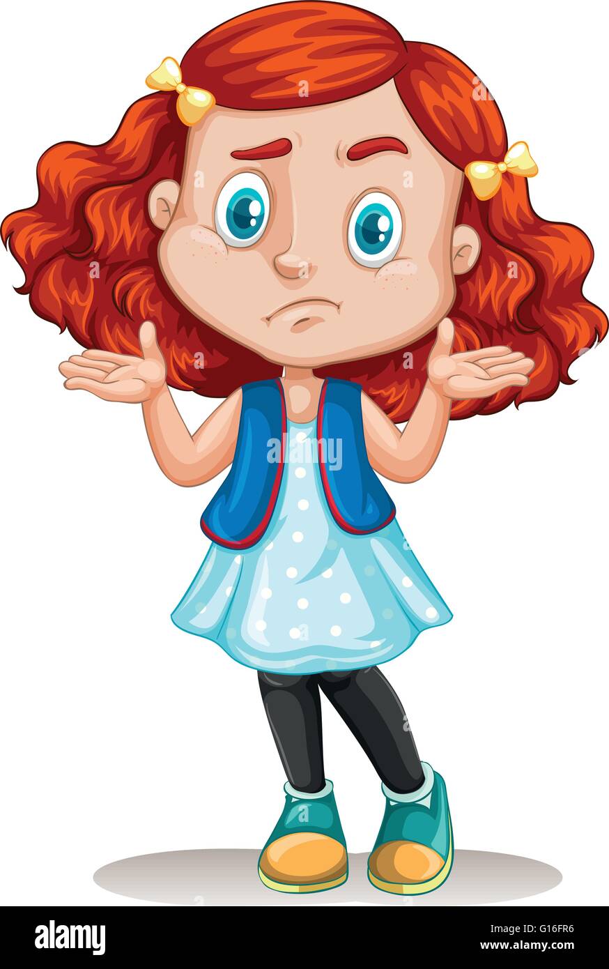 Petite fille aux cheveux rouges illustration Image Vectorielle Stock ...