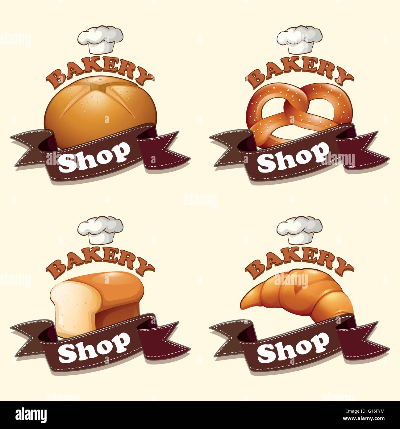 Différents types de pain et signes illustration Image Vectorielle Stock ...