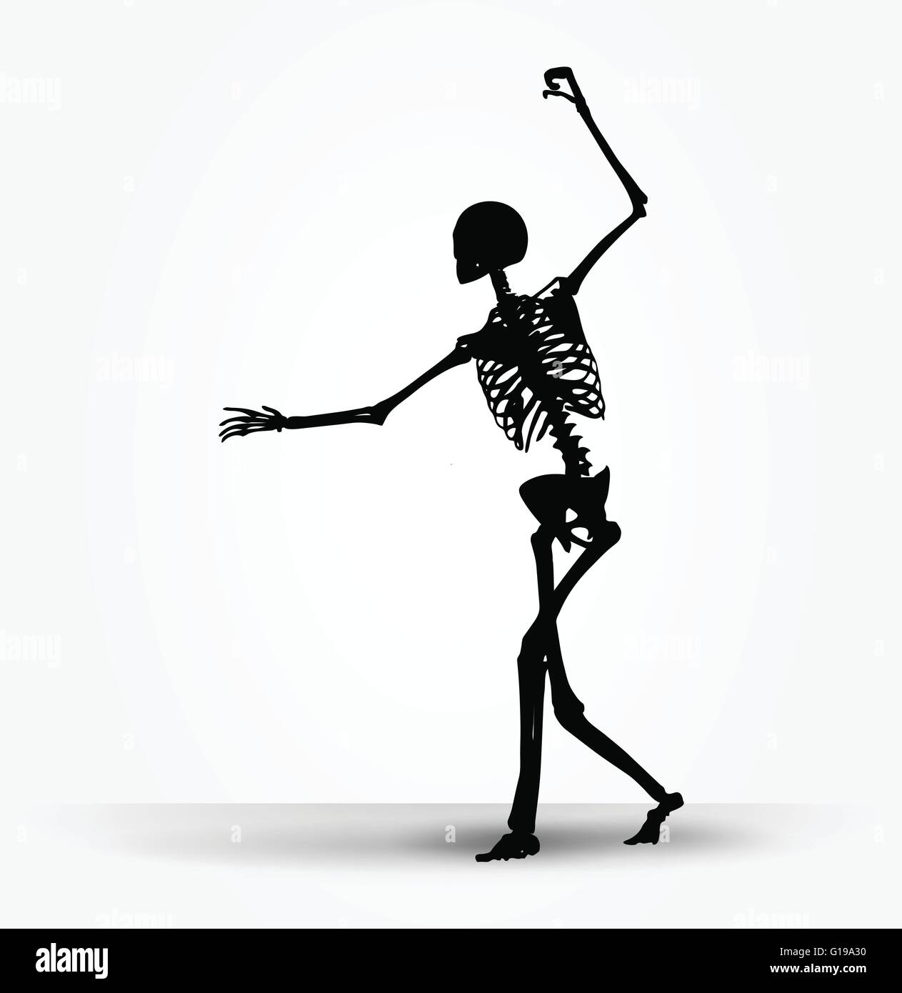 Image vectorielle - skeleton silhouette en intimidant posent isolé sur ...
