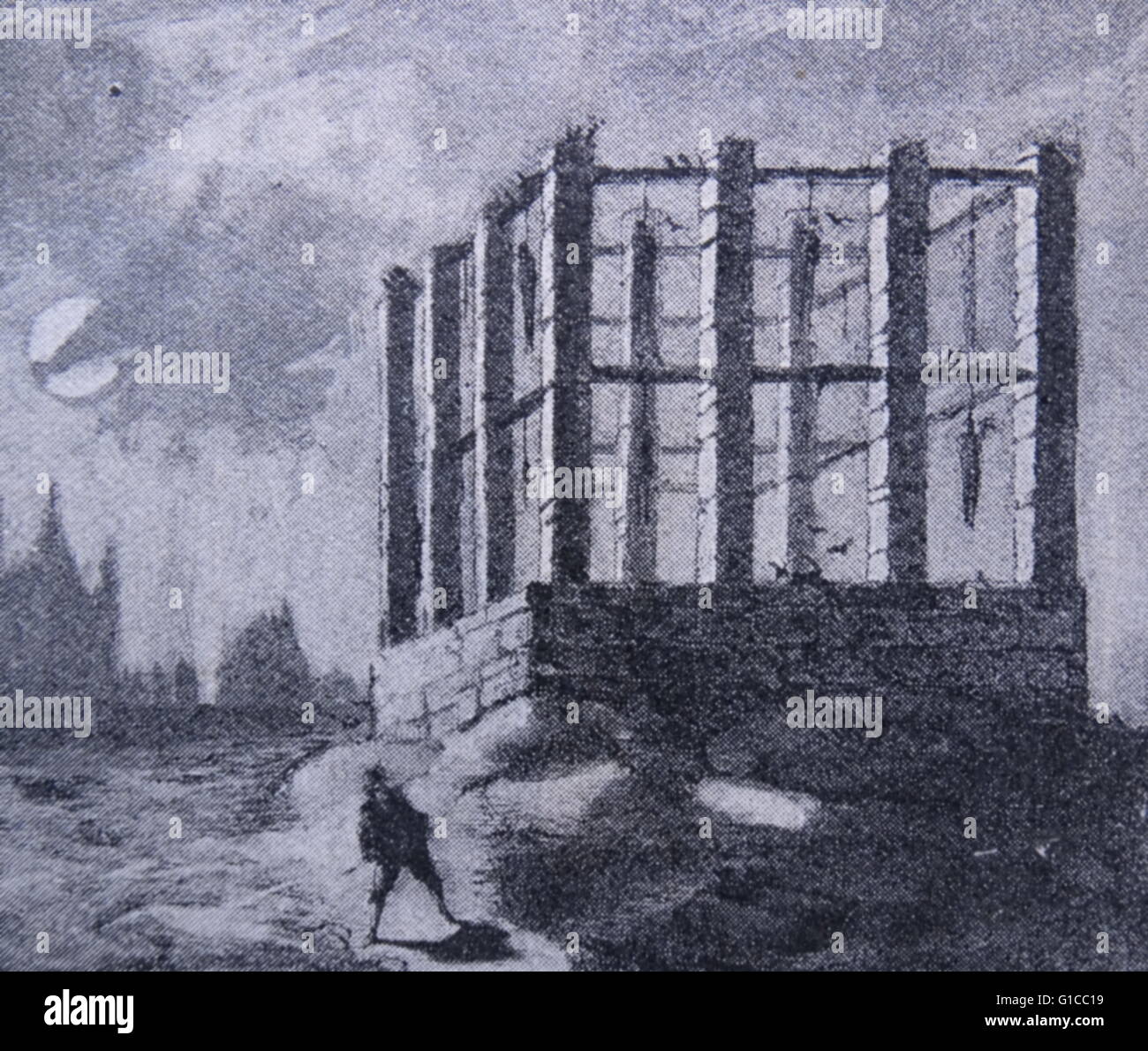 Gravure illustrant le gibet de Montfaucon construit par Enguerrand de ...