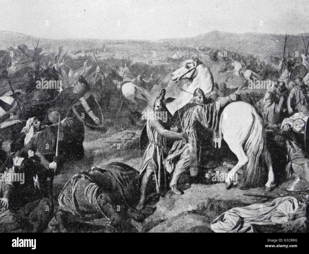 Tableau représentant la bataille de Sagrajas (1086) une bataille entre ...