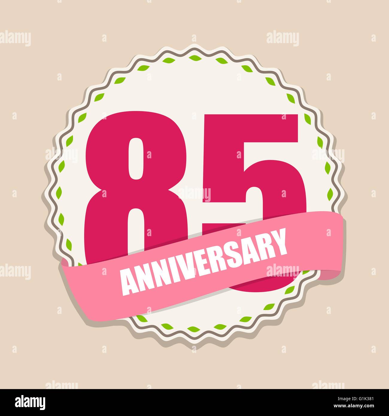 Modèle mignon 85 ans anniversaire Sign Vector Illustration Image ...