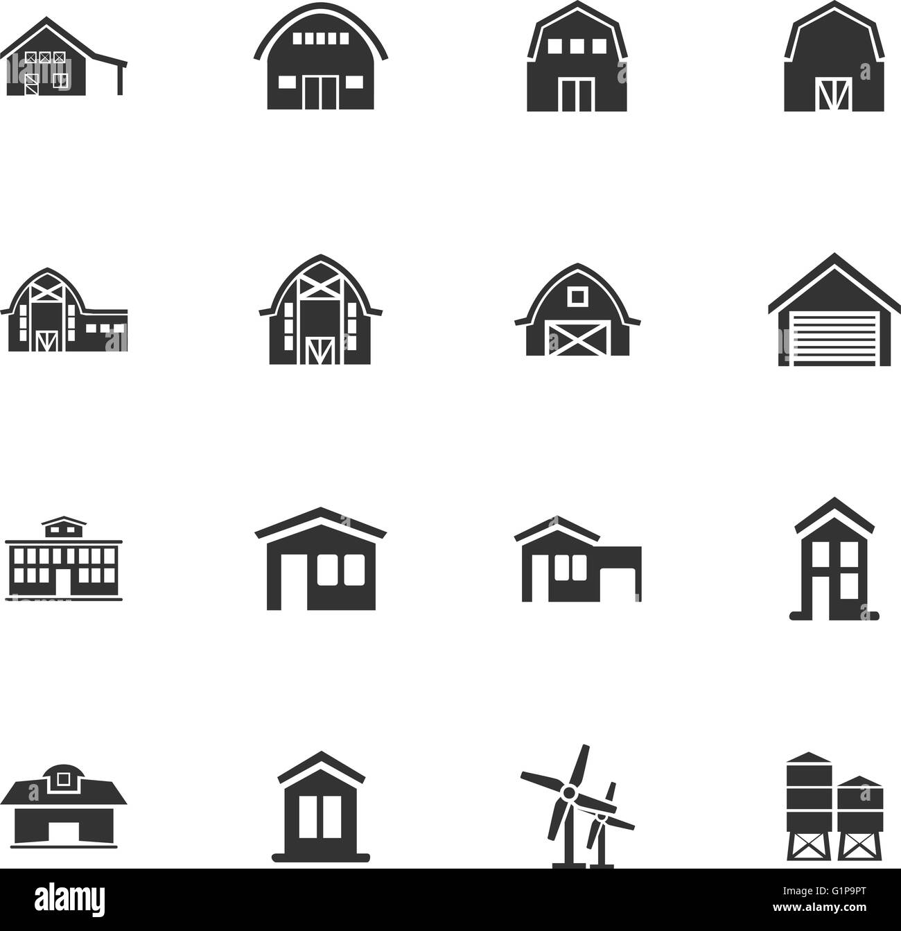 Bâtiment de ferme icon set Image Vectorielle Stock - Alamy