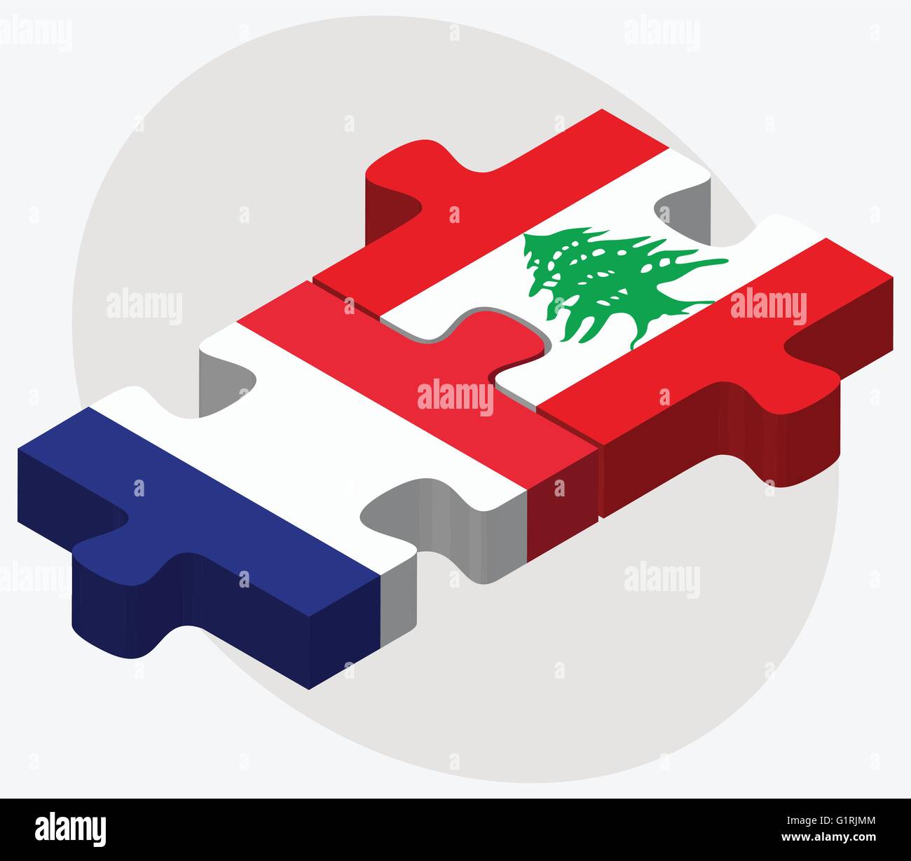 La France et le Liban drapeaux dans puzzle isolé sur fond blanc Image ...