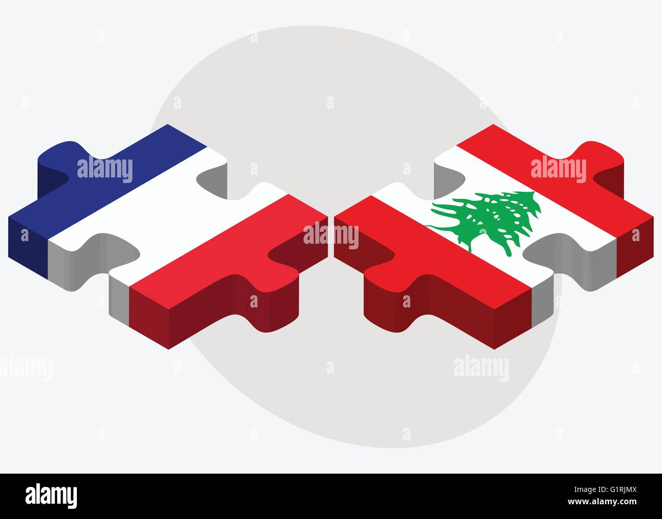 La France et le Liban drapeaux dans puzzle isolé sur fond blanc Image ...