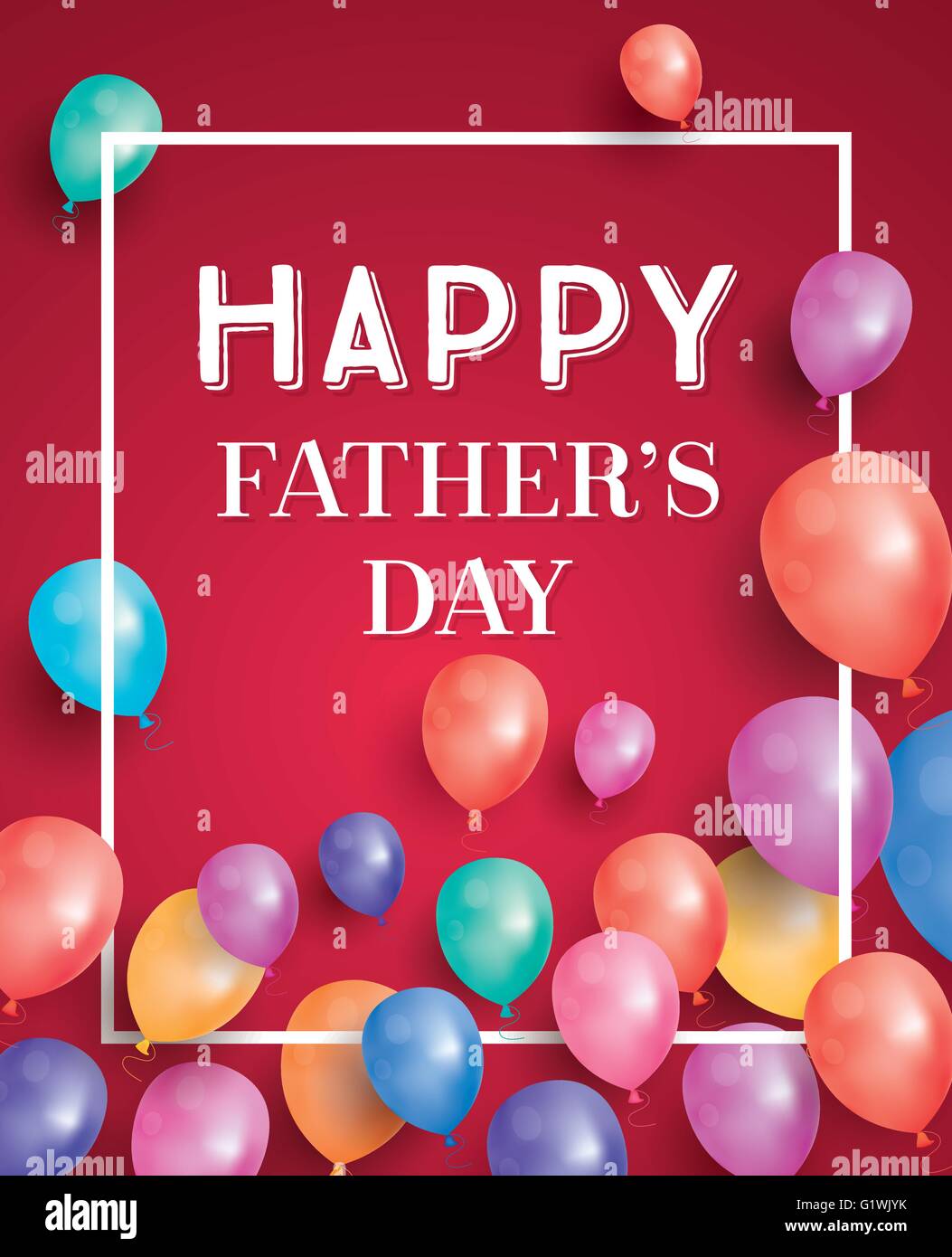 Carte fête des pères heureux avec ballons et cadre blanc. Vector ...