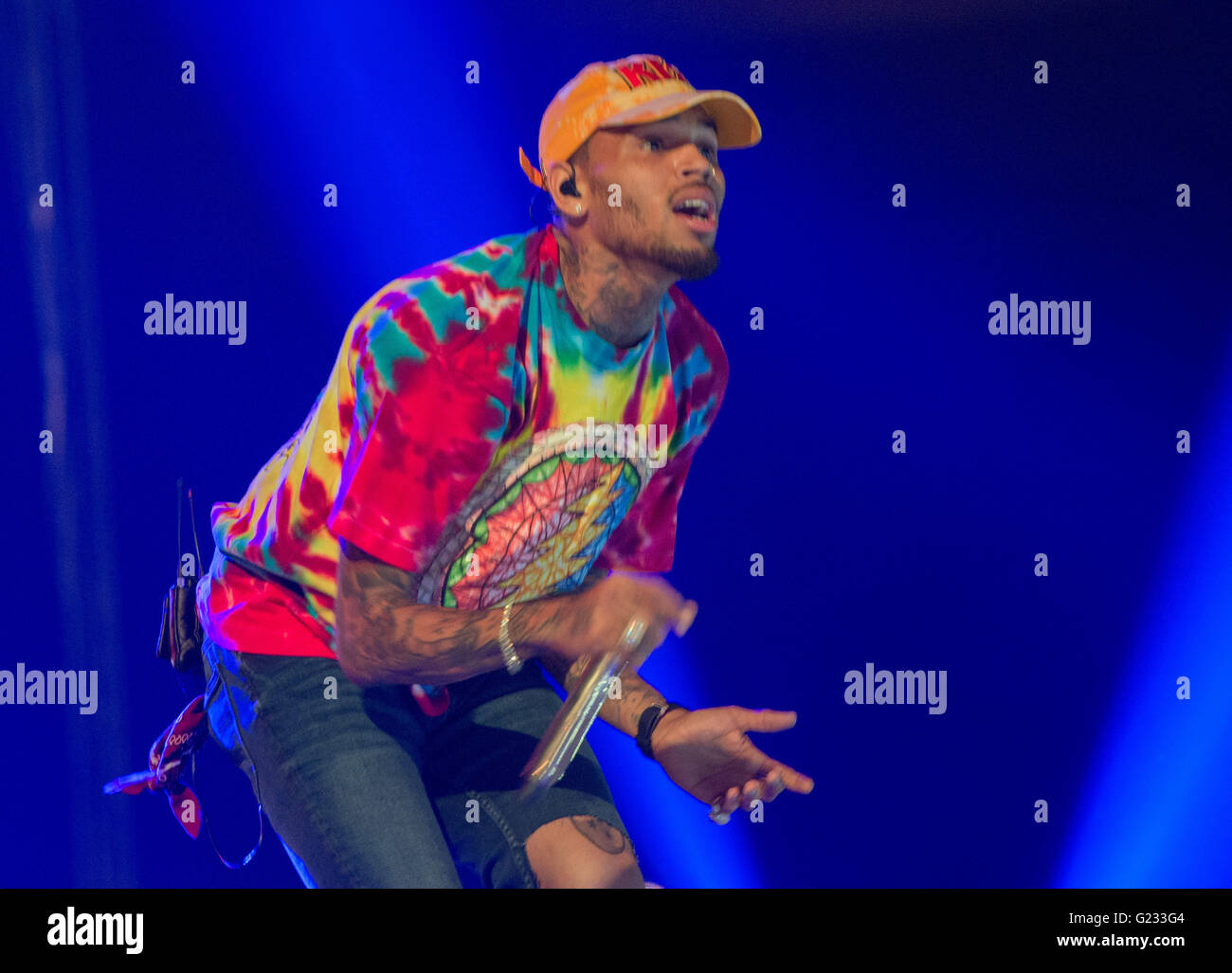 Le chanteur Chris Brown effectue à Francfort le 22 mai 2016 au cours de ...
