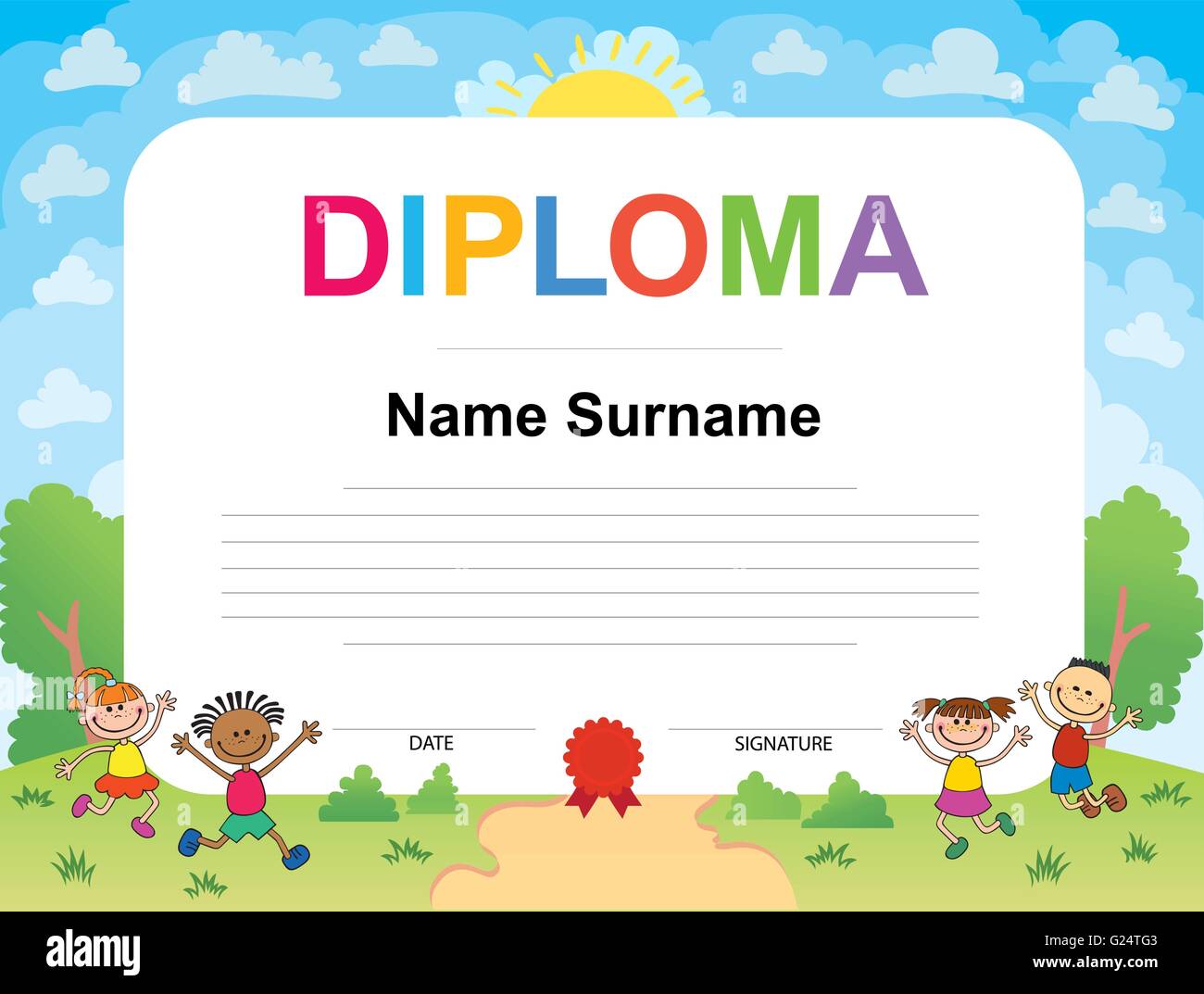 Kids diploma certificate background design Banque d'images vectorielles ...