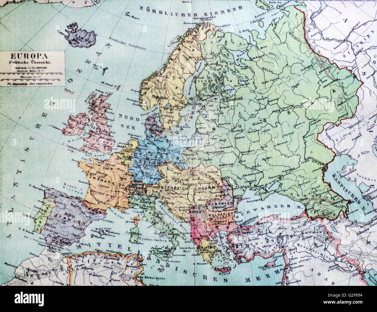 Carte historique de la vieille Europe. 1900 ans Photo Stock - Alamy