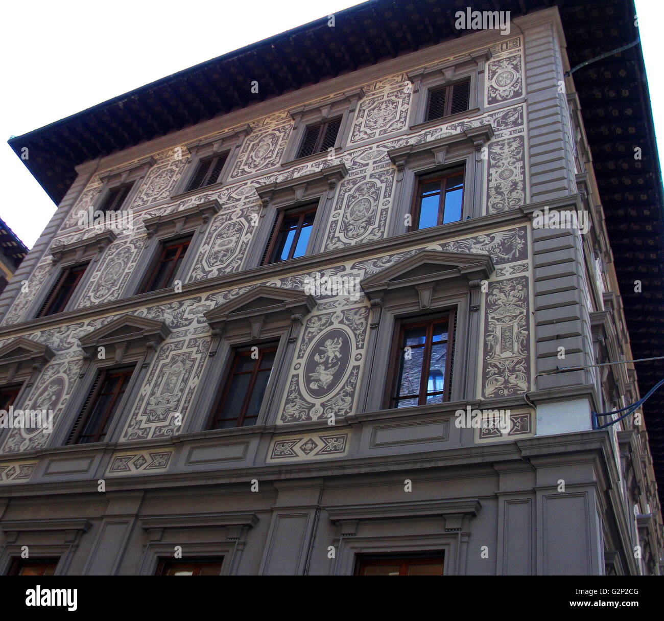 Palazzo Strozzi à Florence, Italie. Un palais symétrique qui a commencé ...
