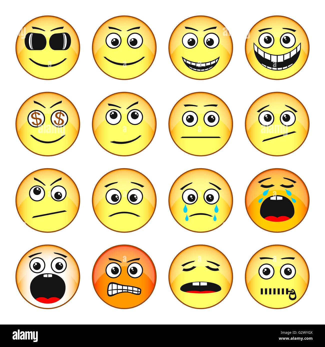 Effrayé emoticon smiley Banque d'images vectorielles - Alamy