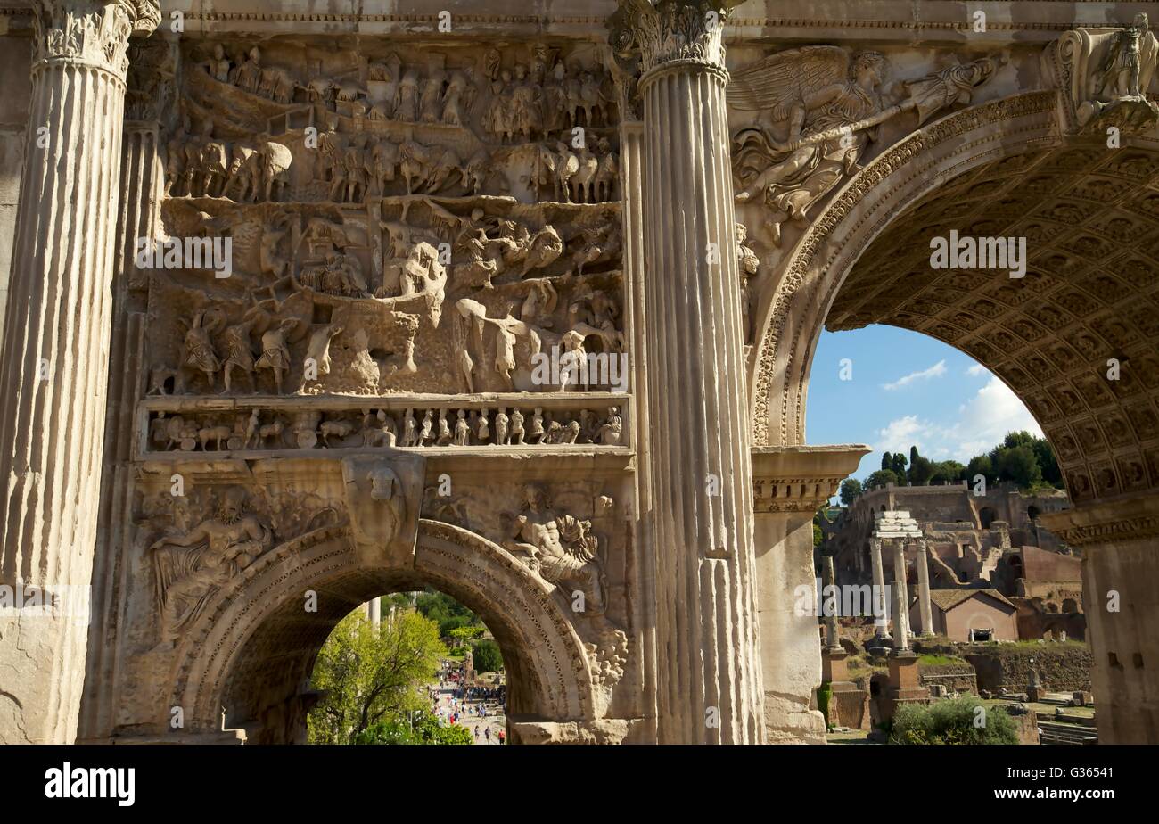 Sculptures en relief, Arc de Triomphe de Septime Sévère, le Forum ...