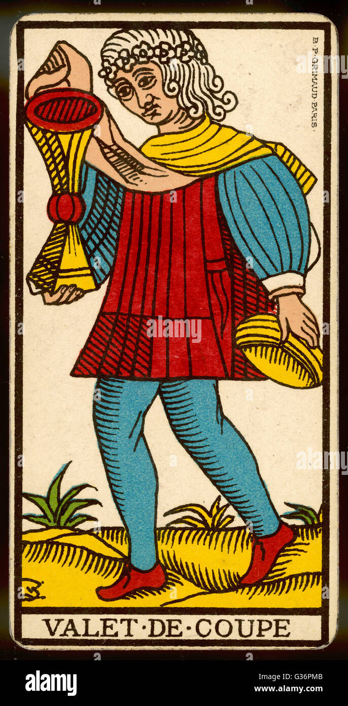 Carte Tarot - Valet de coupé (page des tasses Photo Stock - Alamy