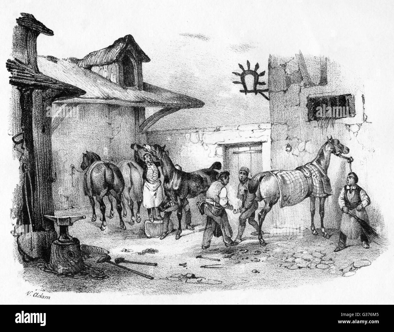 Le forgeron Banque d'images noir et blanc - Alamy