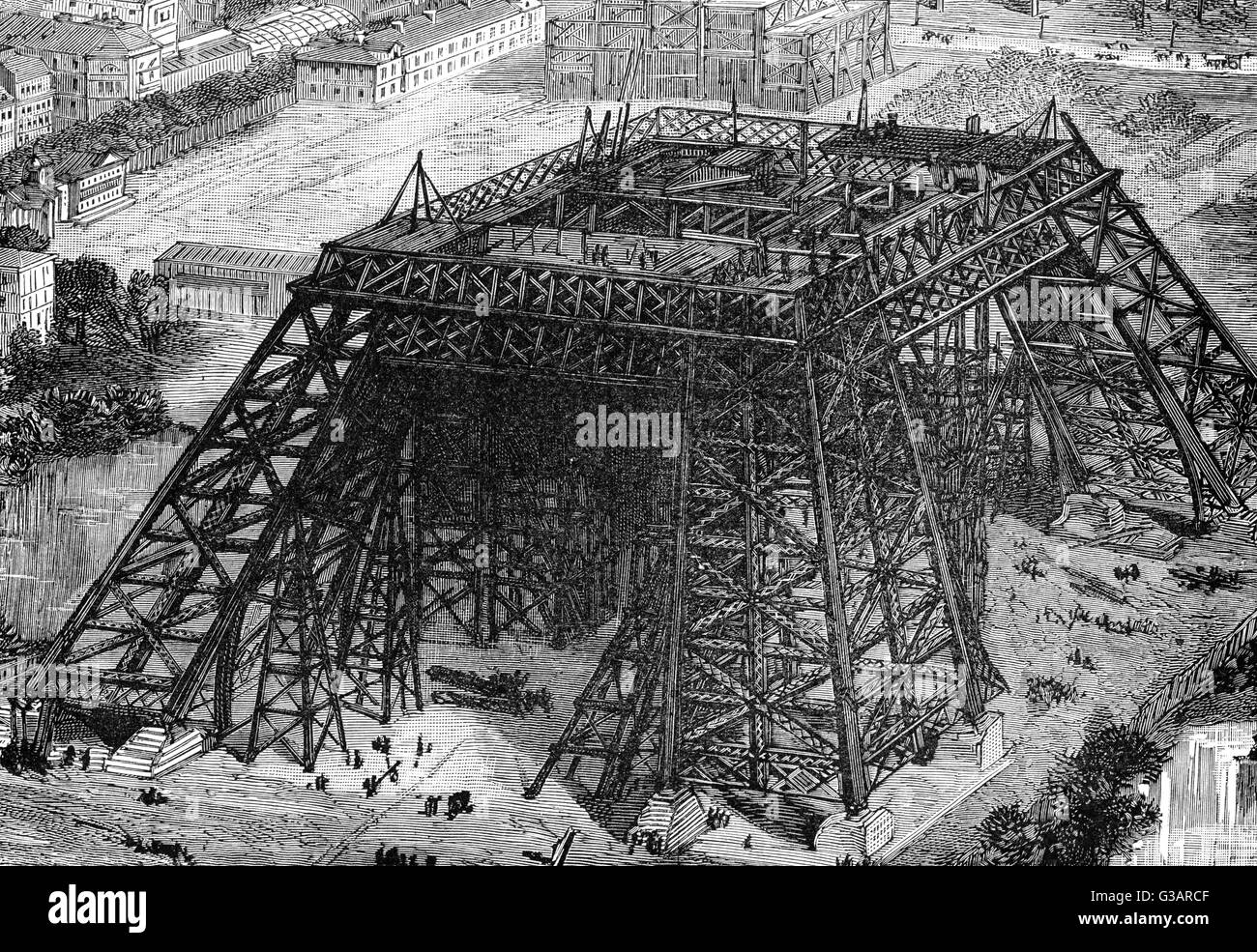 Eiffel tower construction workers Banque de photographies et d’images à ...