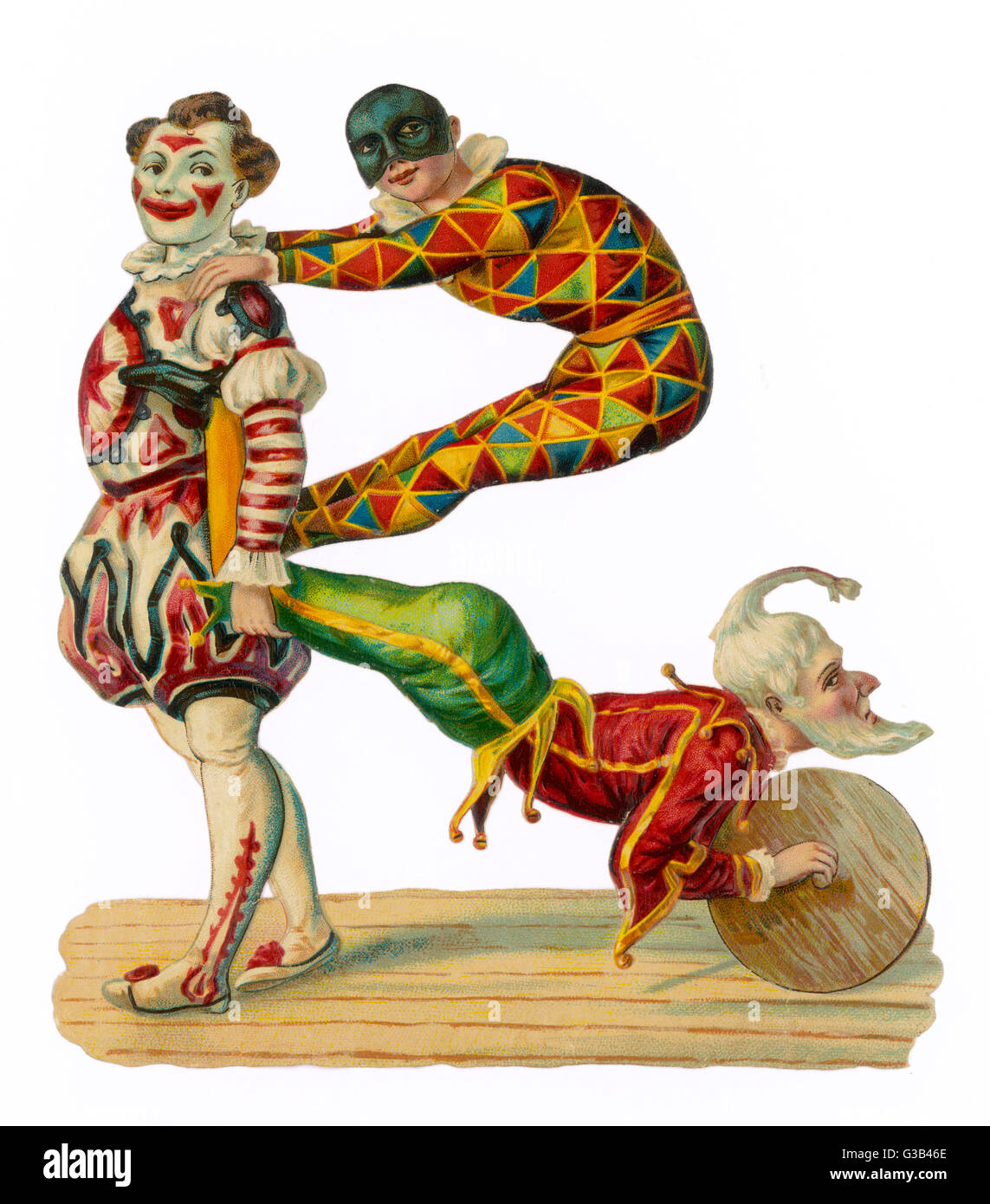 Trois clowns en clown traditionnel tenues. fin du 19e siècle Photo ...