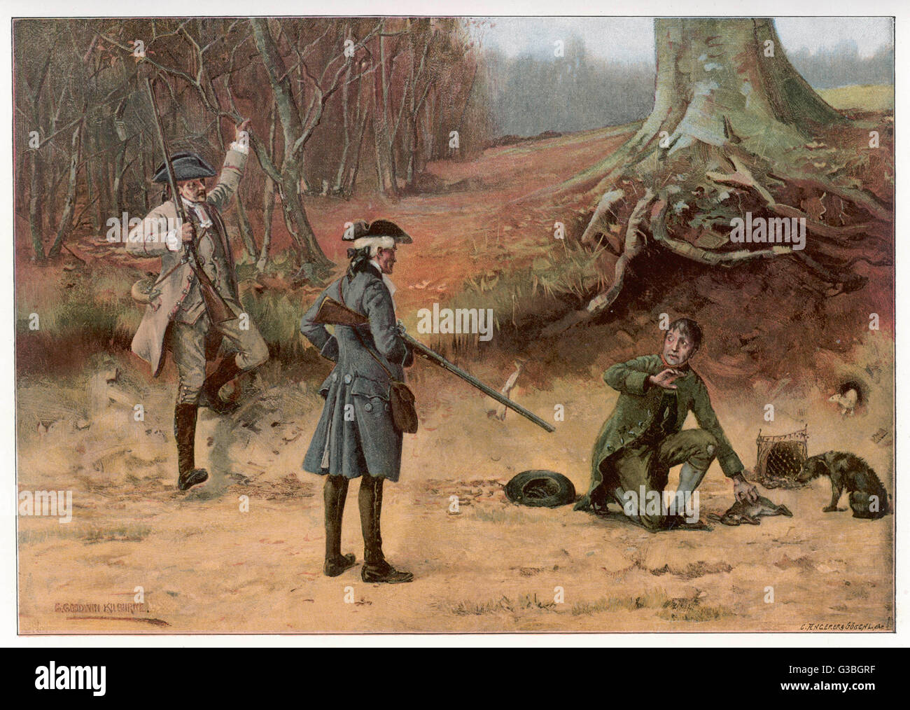 Un braconnier est pris sur le fait par un homme et son garde-chasse ...