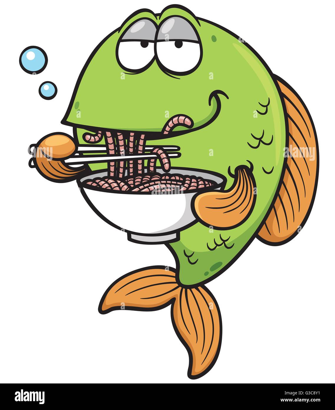 Cartoon Vector illustration de manger du poisson Image Vectorielle ...
