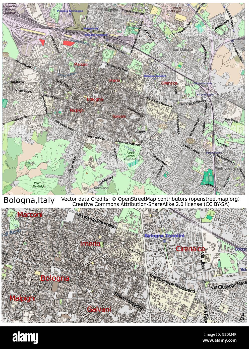 Bologna italy map Banque d'images vectorielles - Alamy