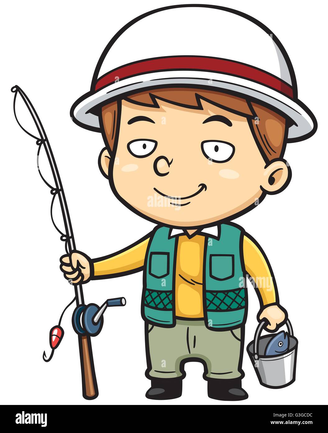 Vector illustration de pêcheur Dessin Animé Image Vectorielle Stock - Alamy