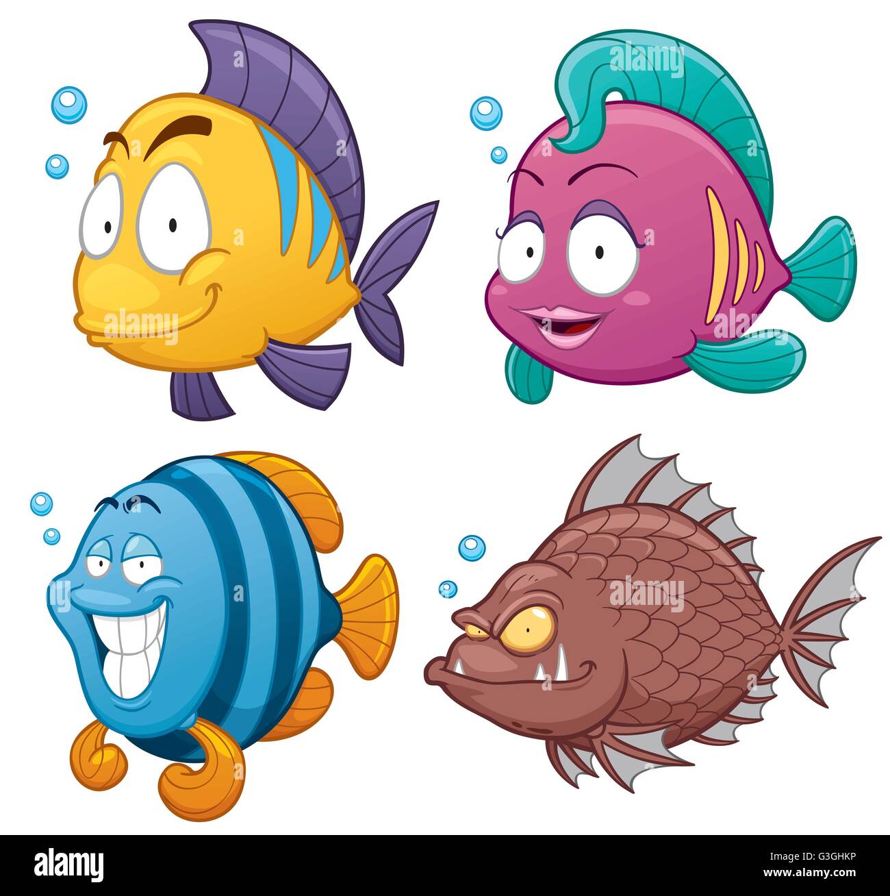 Cartoon Vector illustration de l'ensemble du poisson Image Vectorielle ...