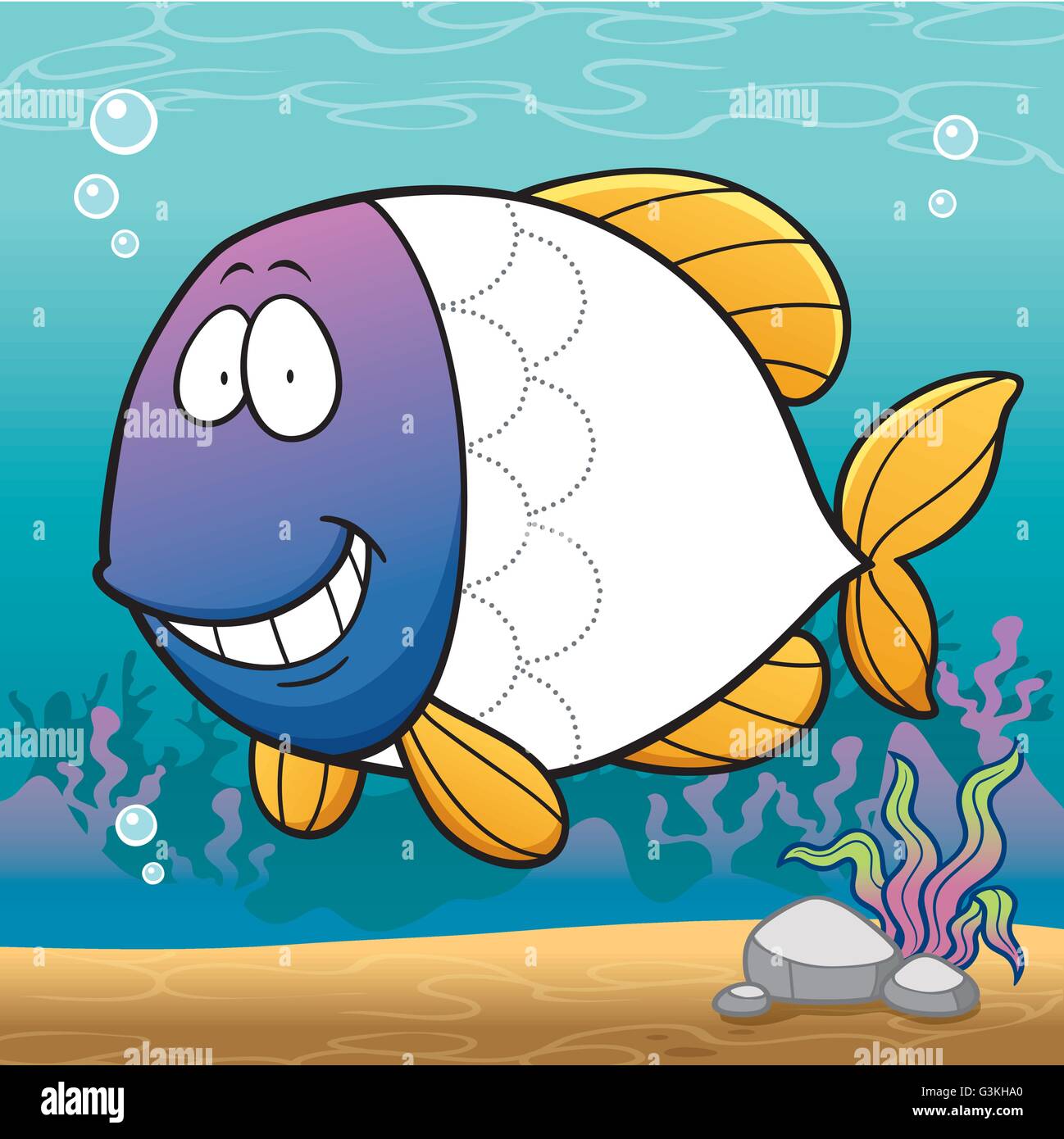 Cartoon Vector illustration de ligne poisson dot Image Vectorielle ...