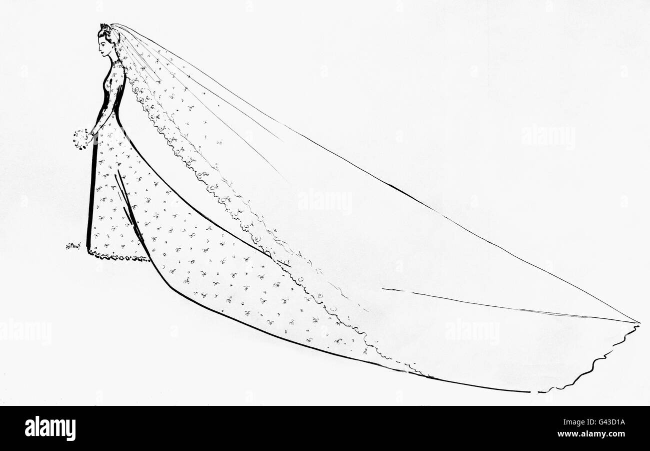 Le croquis de la robe créée par John Cavanagh pour la princesse ...