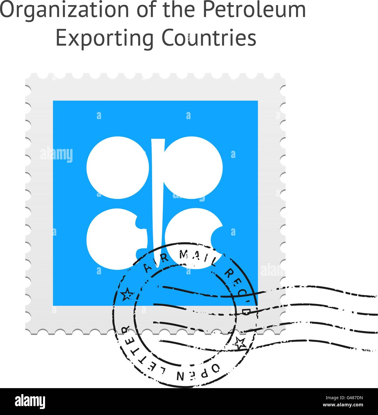 Organisation des pays exportateurs de pétrole d'un drapeau timbre-poste ...