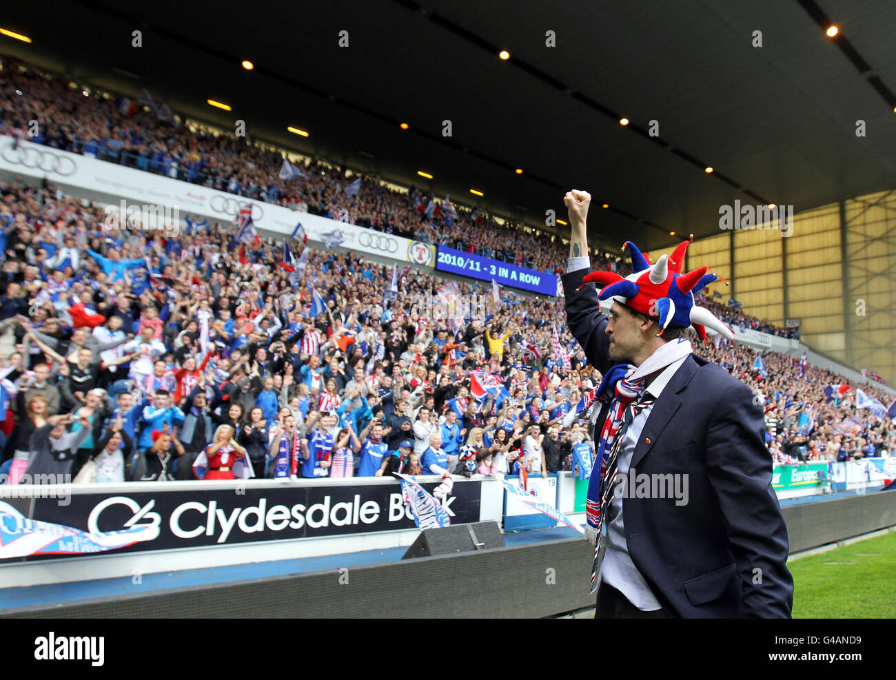 Kyle Lafferty des Rangers lors des célébrations des gagnants de la ...