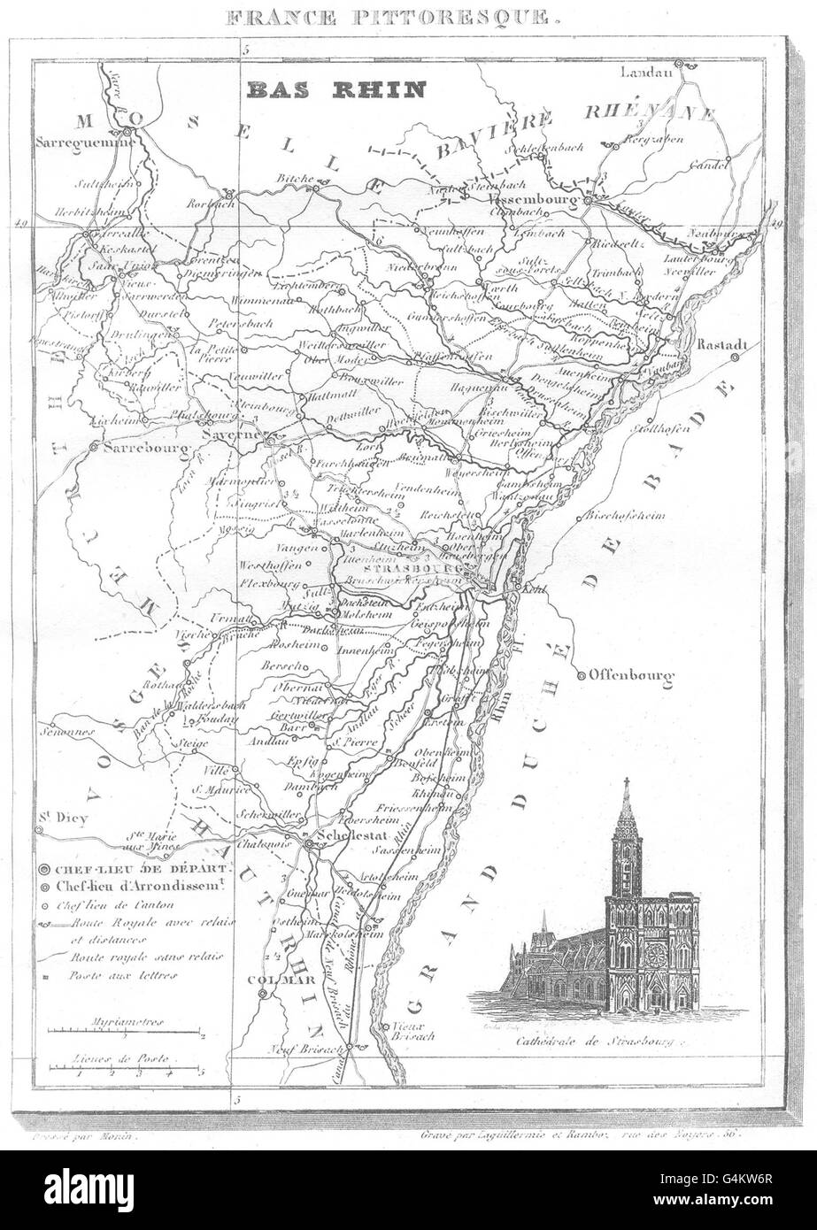 Bas rhin map Banque d'images noir et blanc - Alamy