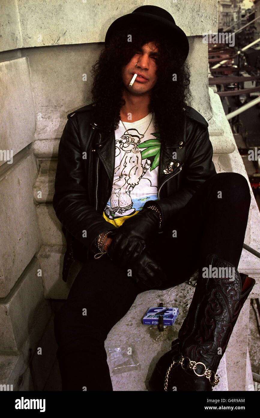 Le guitariste Guns 'n' Roses Slash, véritable nom de Saul Hudson, à ...