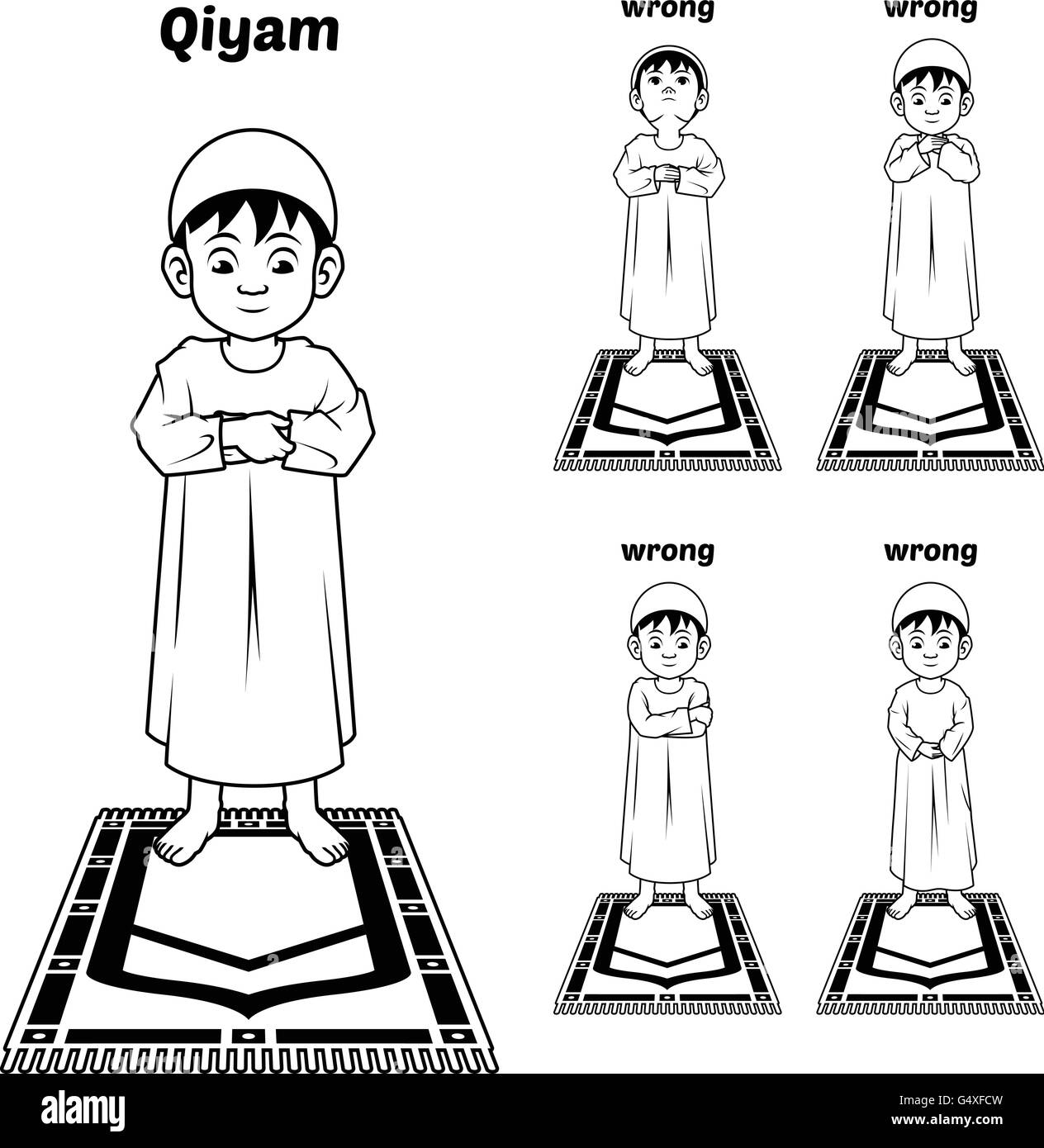 Position de la prière musulmane Guide Step by Step effectuer par garçon ...