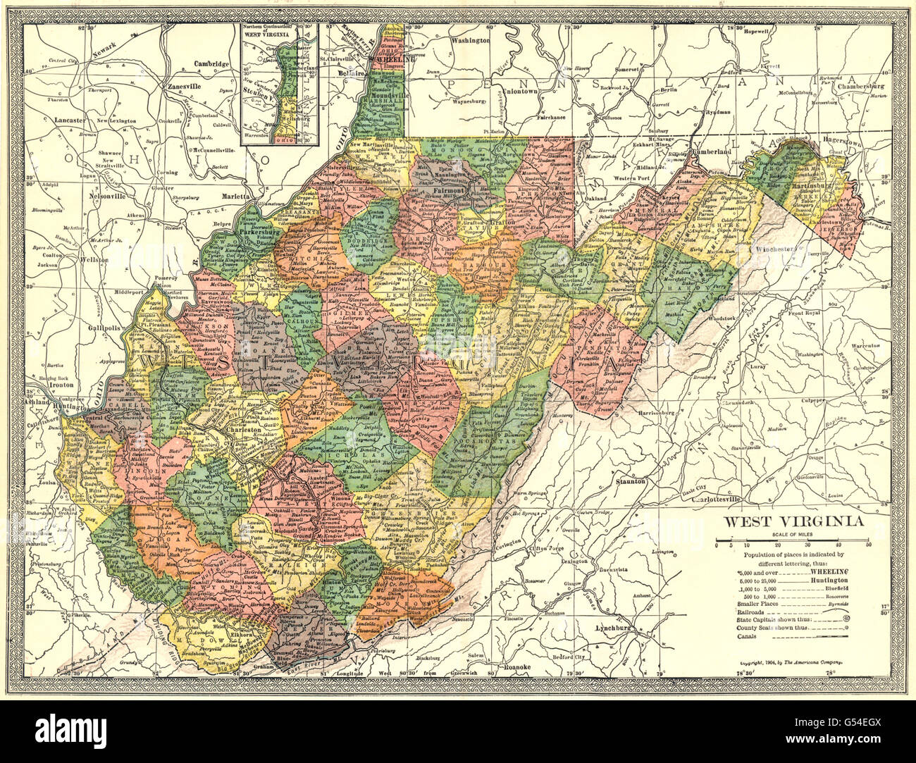 Carte d'état de la virginie occidentale Banque de photographies et d ...