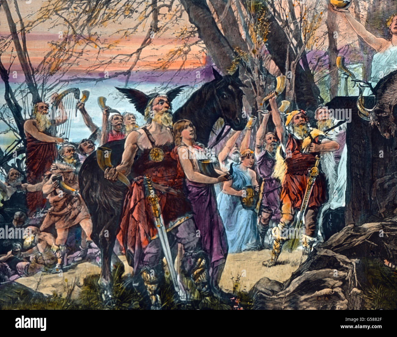 Germanen im Wald bei einer rituellen Opferung. L'Europe, l'Allemagne ...