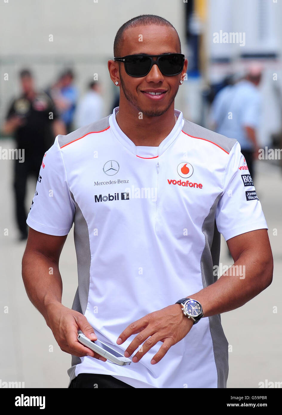 Mercedes lewis hamilton paddock day circuit silverstone Banque de ...